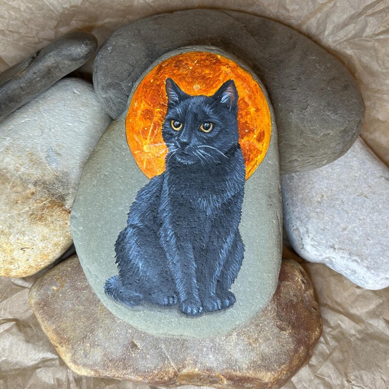 Painted Rock Cat - Etsy