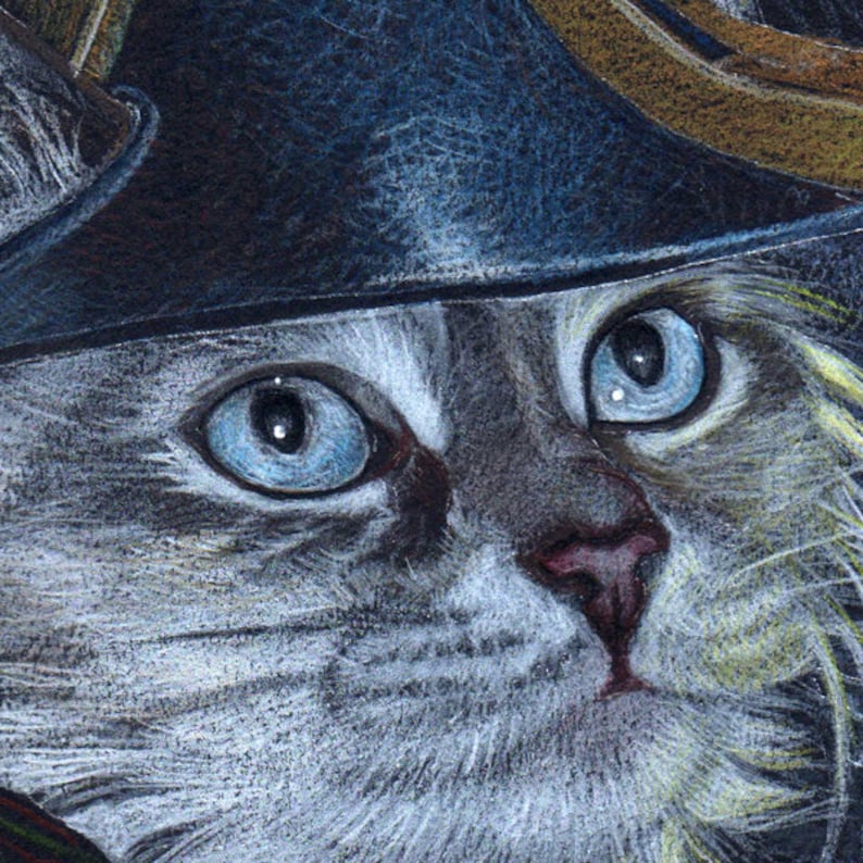 Sea Captain Cat Print From My Original Color Pencil Drawing - Etsy