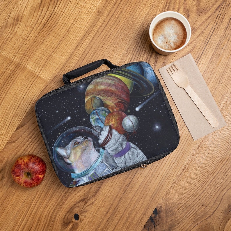 Space Cat Lunch Box Cat and Planets Planet Cat Lunch Work - Etsy