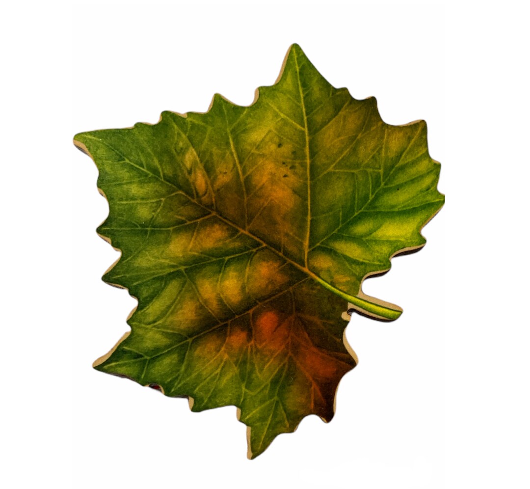 Maple Leaf Fall Statement Pin Fall Jewelry Wooden Nature Lapel Pin ...