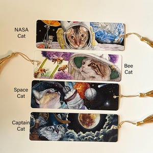 Adventurous Cat Bookmarks Set of 4 Laminated Cute N Curious Feline Page ...