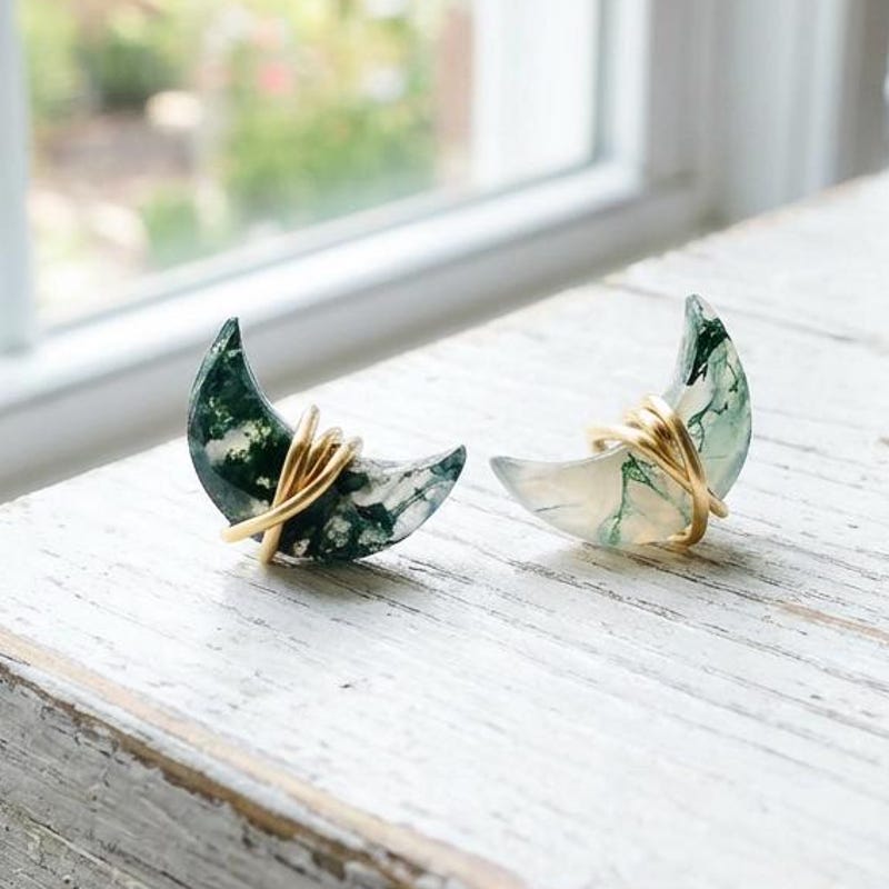 Turquoise Moon Stud Earring - Etsy