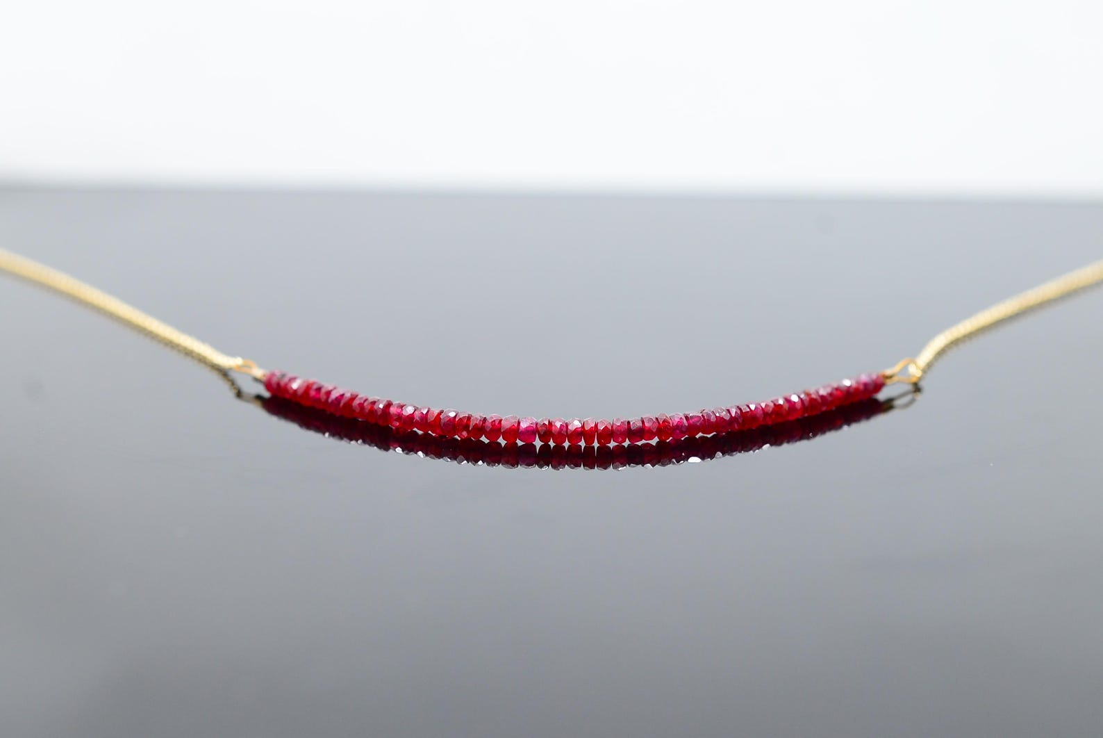 Dainty Ruby Bar Necklace: 14K Gold Filled, Sterling Silver, Natural ...