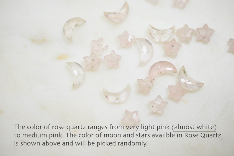 Handmade Rose Quartz Moon & Star Stud Earrings, Celestial Jewelry - Etsy