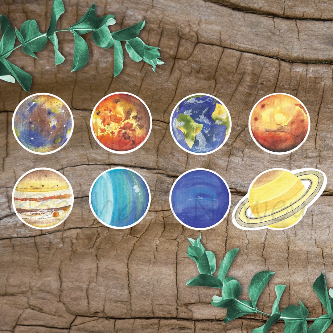 Solar System Planet Stickers for Notebooks, Scrapbooking and Bullet ...