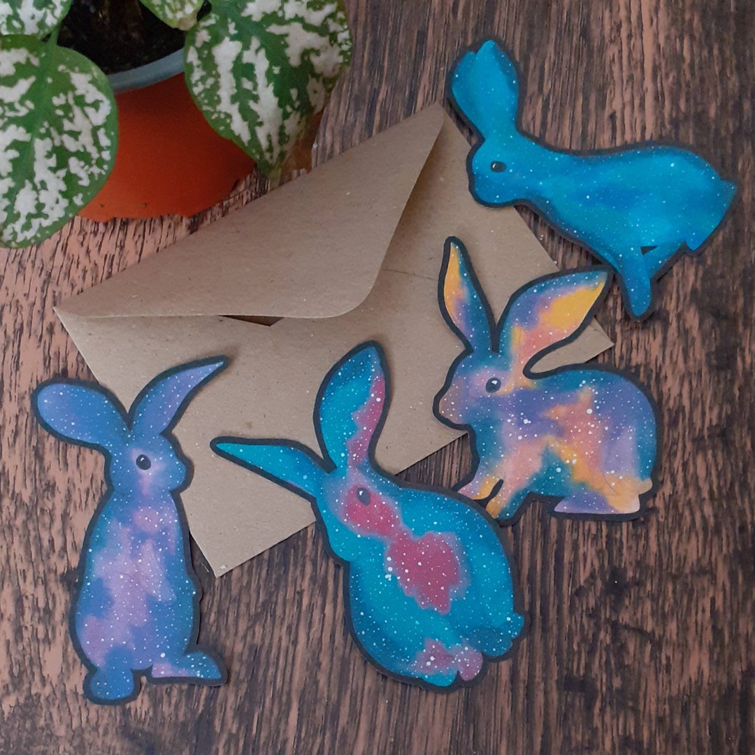 Rabbit Stickers - Space Nebula Bunny - for Notebooks, Scrapbooking and ...