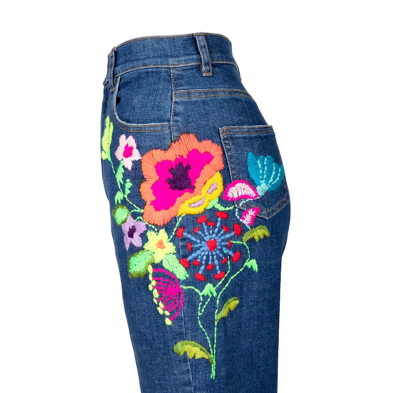 Embroidered Jeans - Etsy