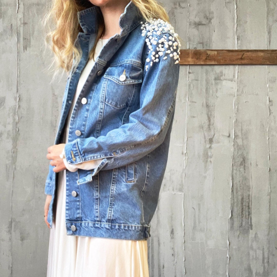 Wedding Jean Jacket, Custom Made Jean Jacket, Bridal Denim Jacket, Blue ...