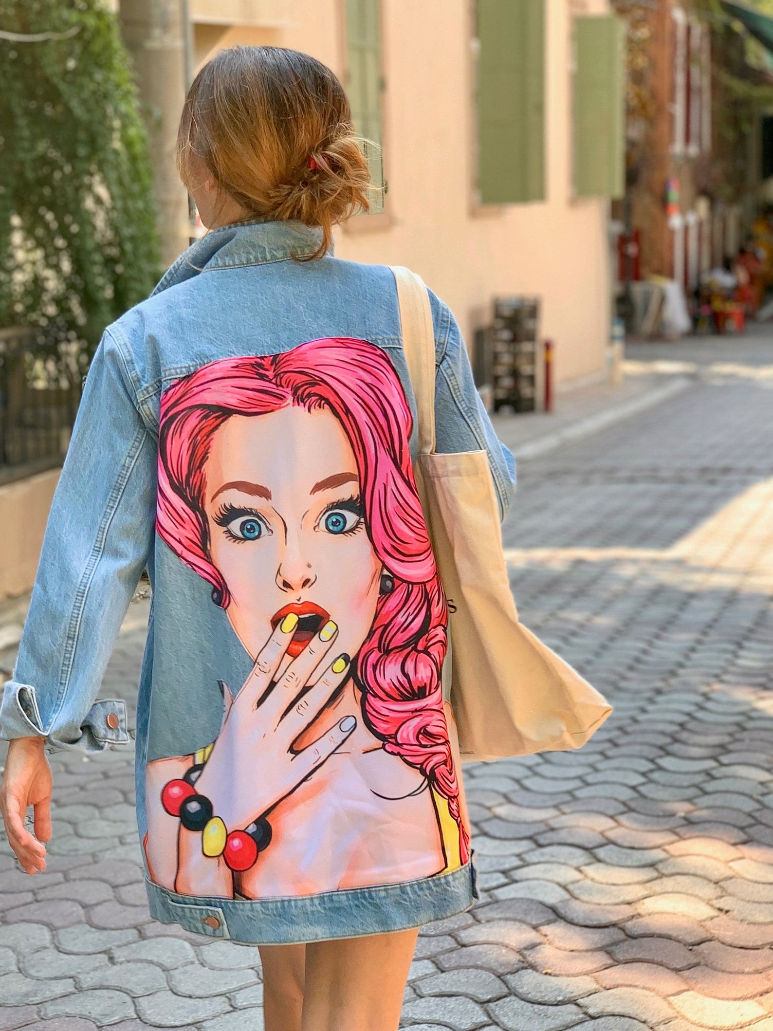 Custom Denim Jacket, Flower Pattern Hand Embroidered Denim Jacket ...