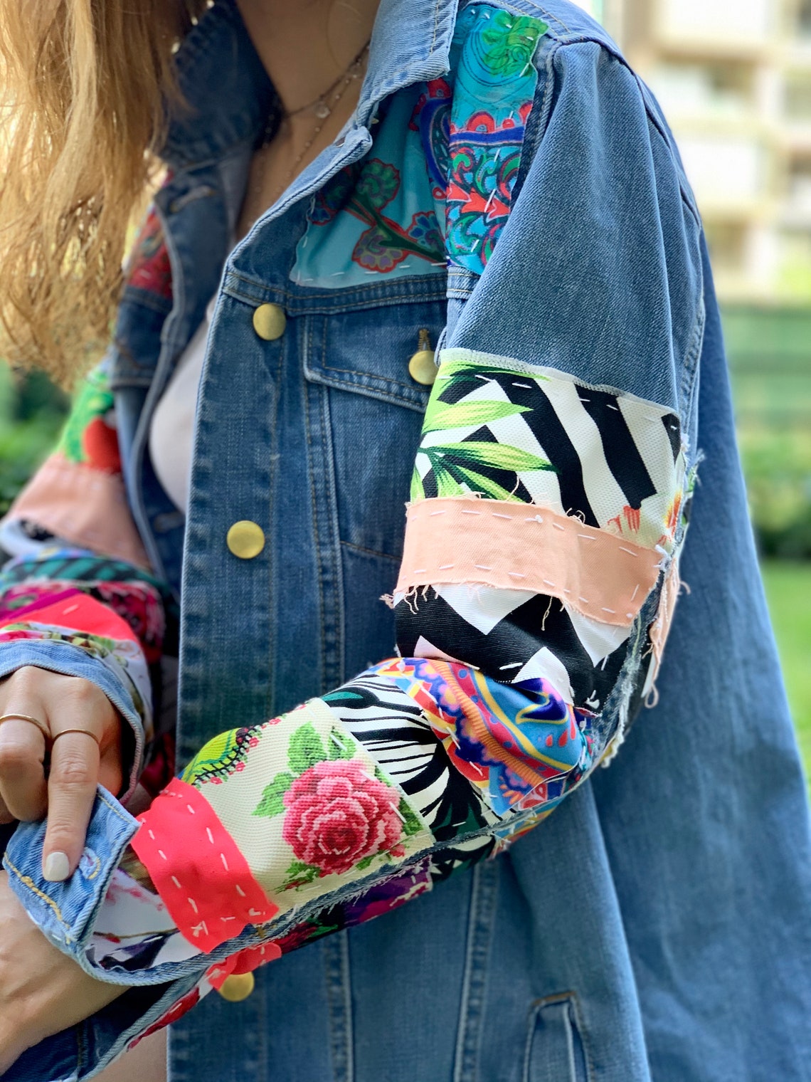 Patchwork Denim Jacket, Denim Coats for Women, Patchwork Jeans, Plus ...