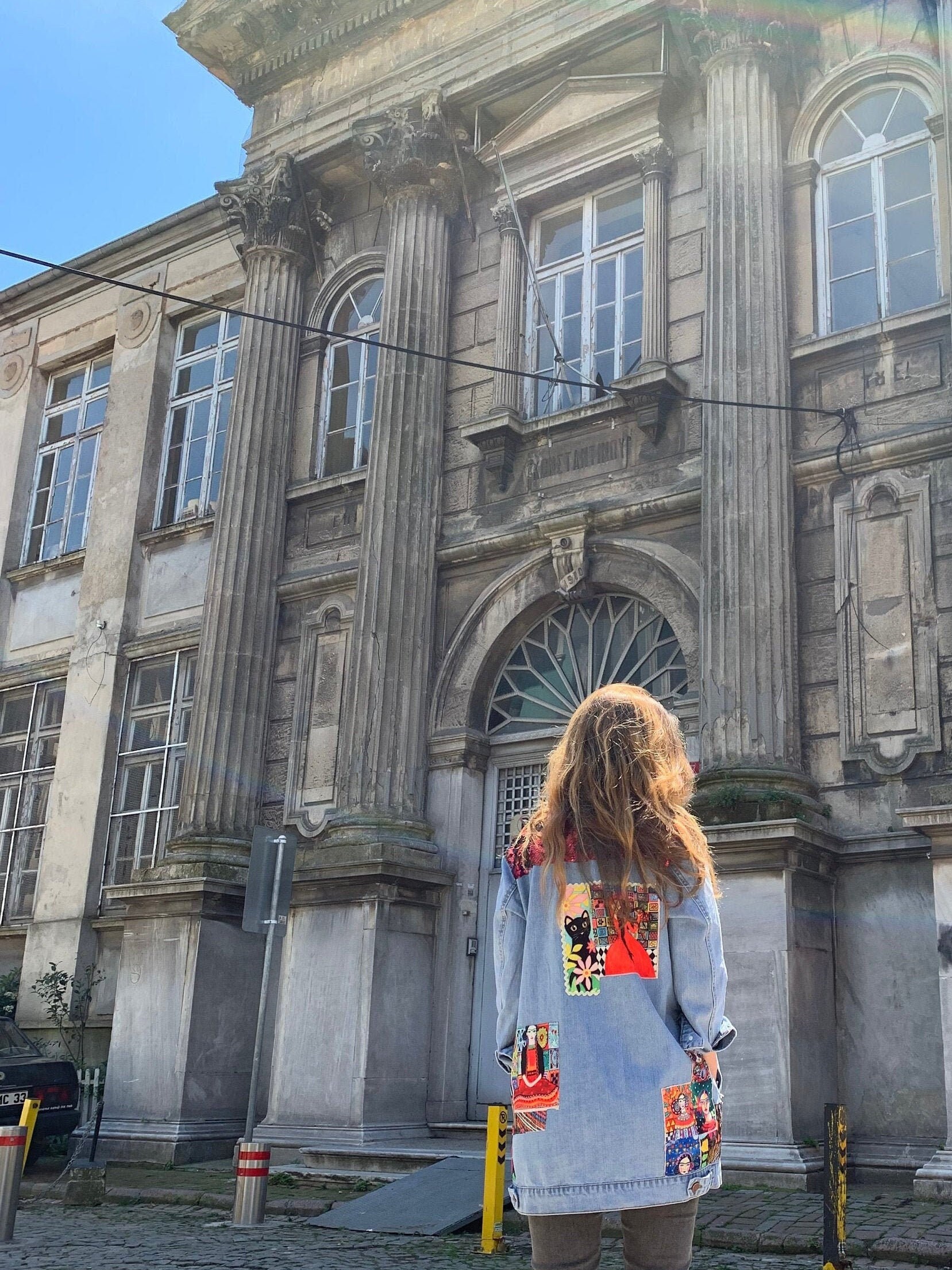 Patchwork Denim Jacket, Cat Printed Coat, Personalized Clothing for ...