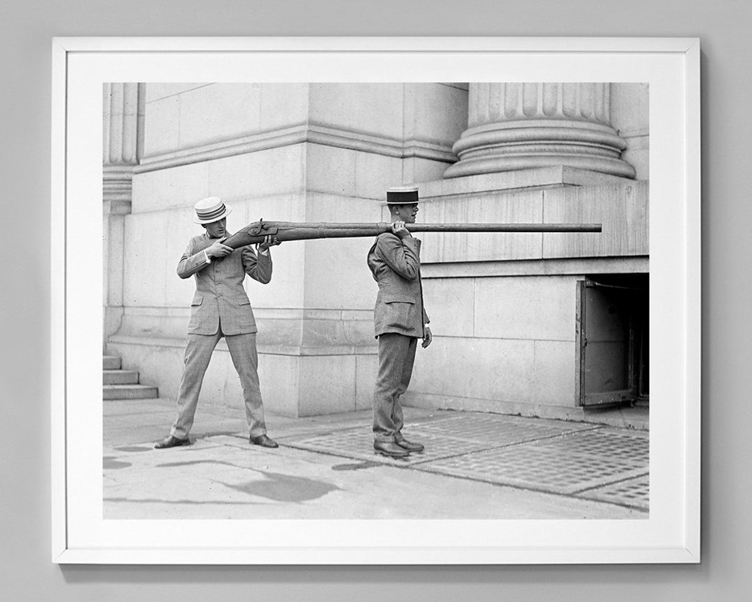 Big Gun Print, Giant Rifle, 1923, Vintage Guns, Big Guns, Black and ...