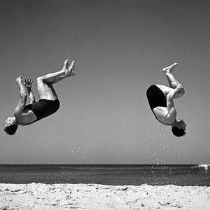 Beach Backflip Print, Black and White Vintage Photo, Summer Home Decor ...