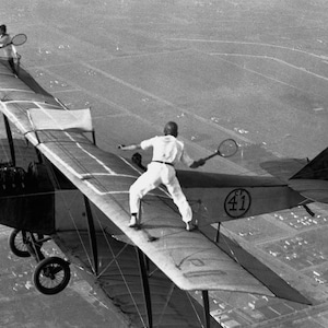 Wingwalker Tennis Match on Airplane Print, Tennis Players in the Sky ...