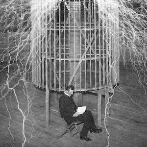 Tesla in His Laboratory Photo Print, Nikola Tesla, Electricity, Science ...