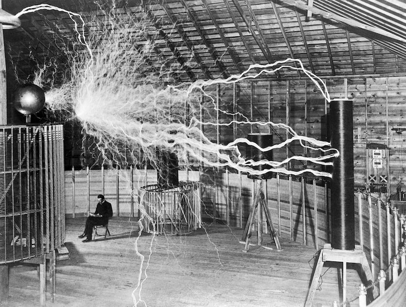 Tesla Coil Photo Print Nikola Tesla Electricity Science | Etsy Tesla Coil Photo Print Nikola Tesla Electricity Science | Etsy