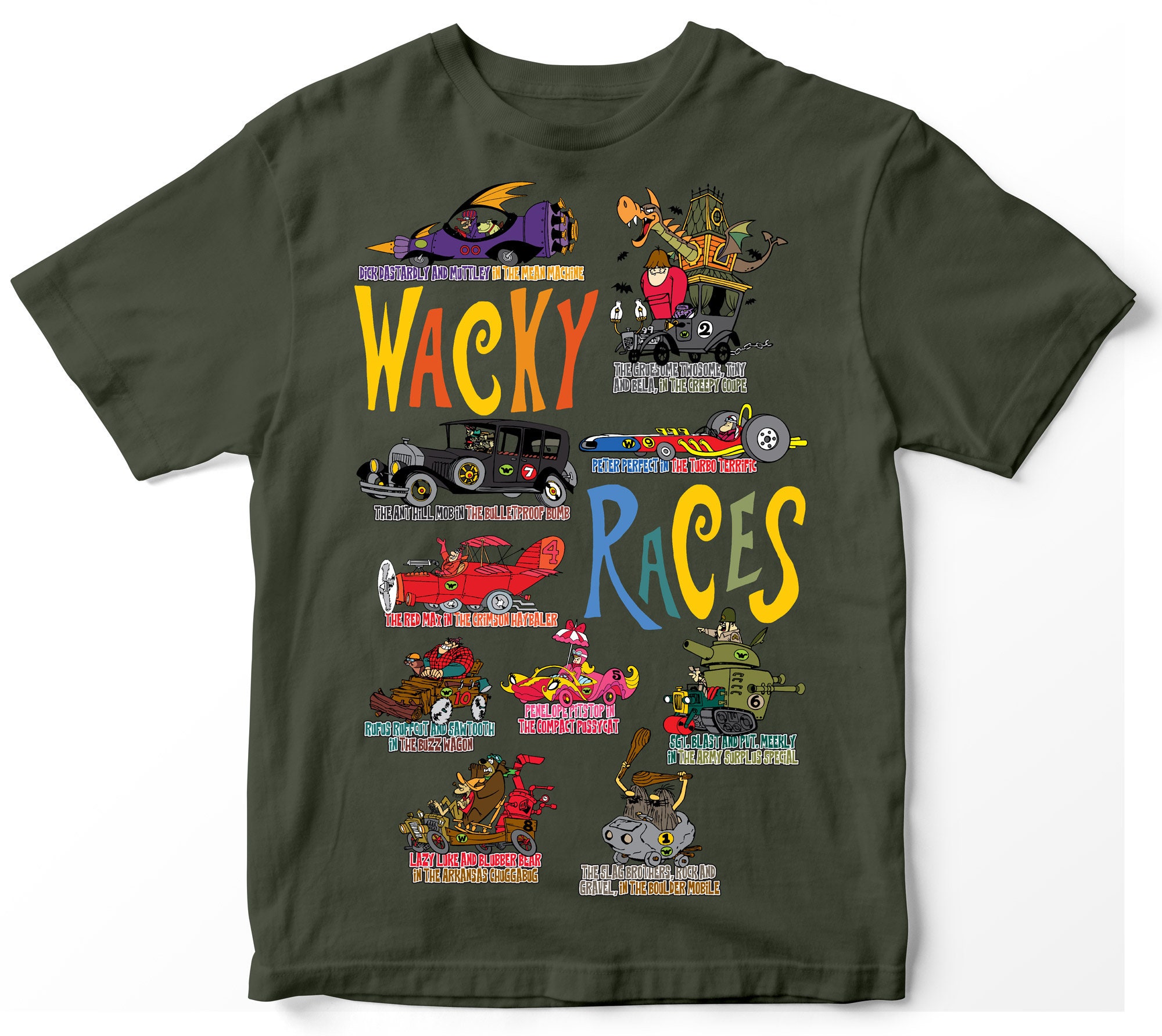 Wacky Races Characters & Vehicles Unisex T-shirt - Etsy UK