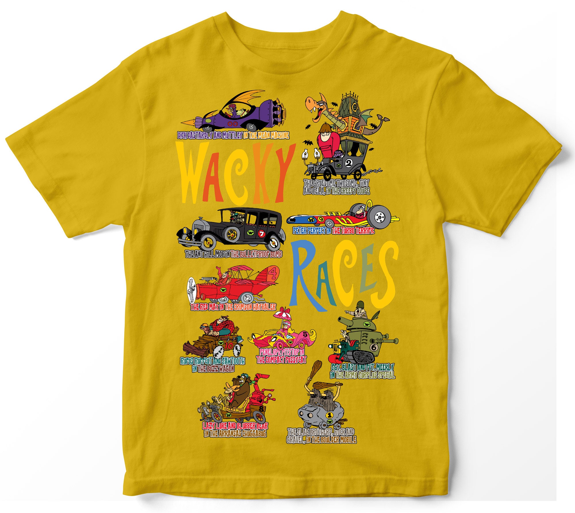 Wacky Races Characters & Vehicles Unisex T-shirt - Etsy UK