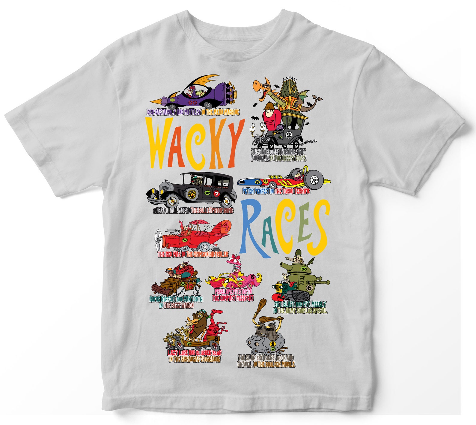 Wacky Races Characters & Vehicles Unisex T-shirt - Etsy UK