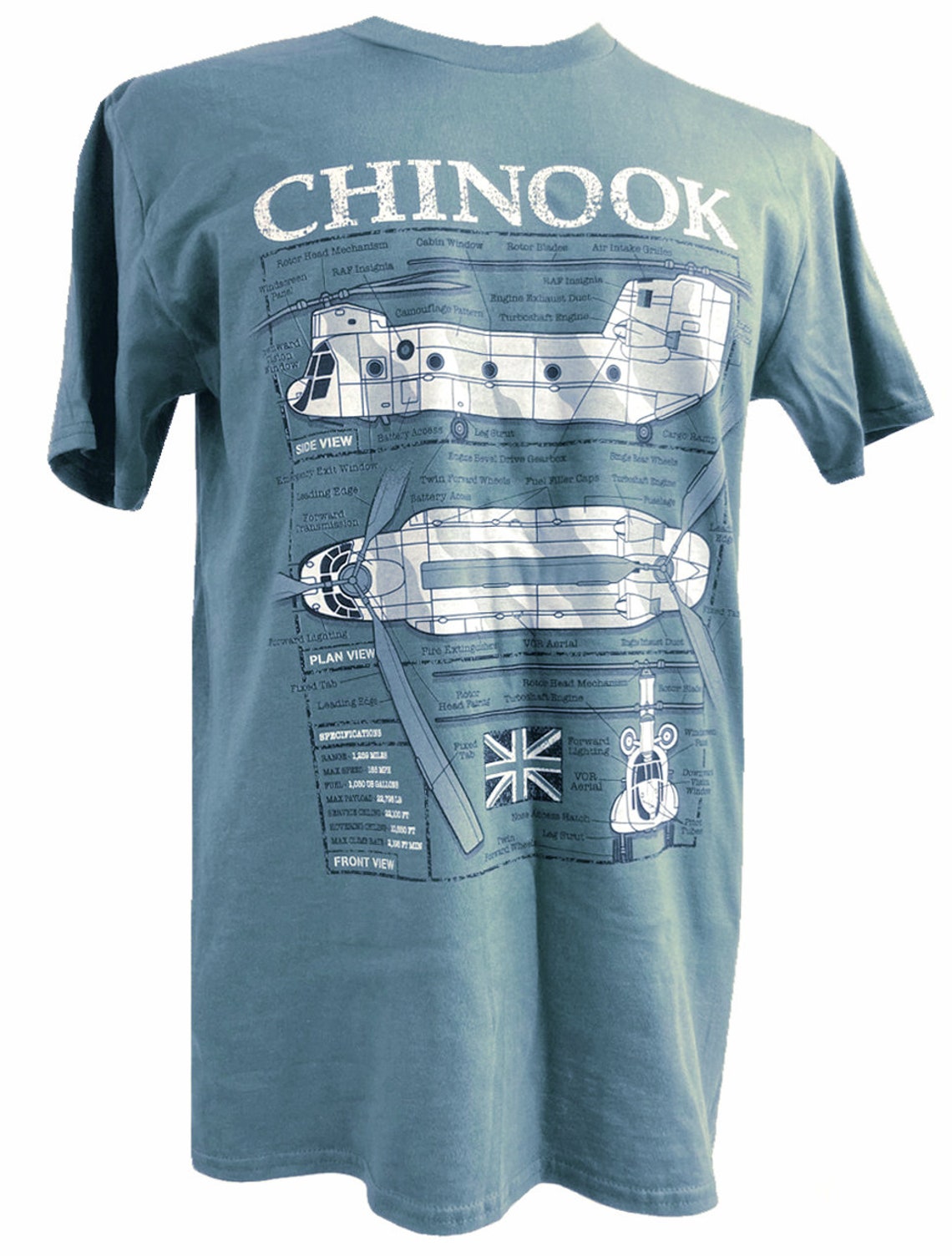 CH47 Chinook RAF US Army Heavy Lift Helicopter Blueprint Blue or Green ...