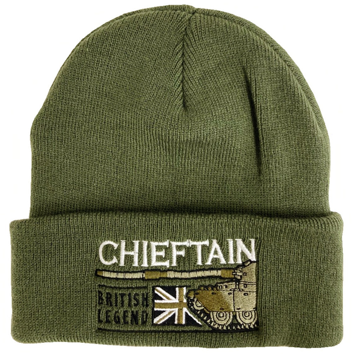 Chieftain British Army Main Battle Tank Green Embroidered Beanie Hat ...