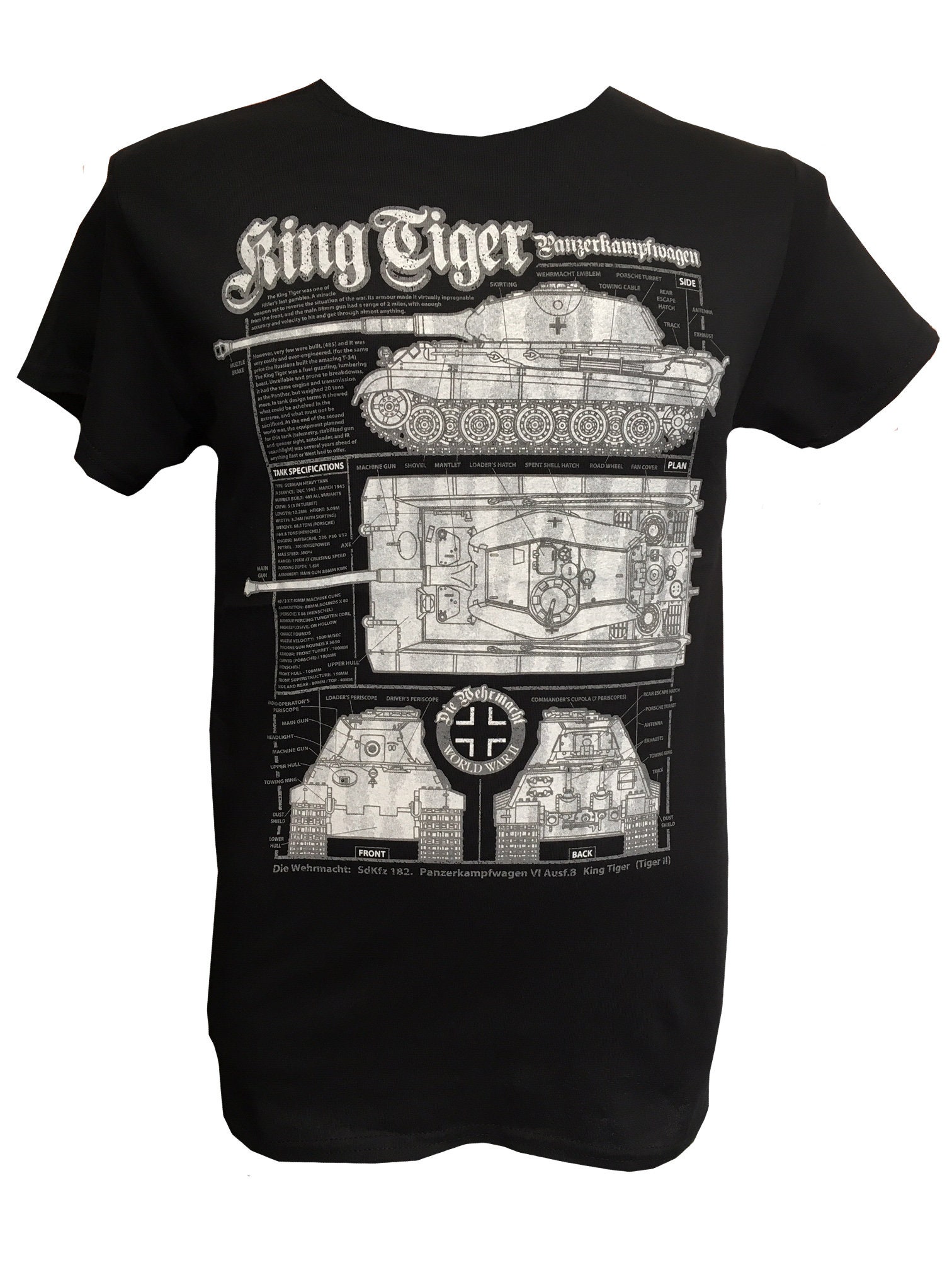 King Tiger Tank World War II Military T Shirt With Blueprint - Etsy