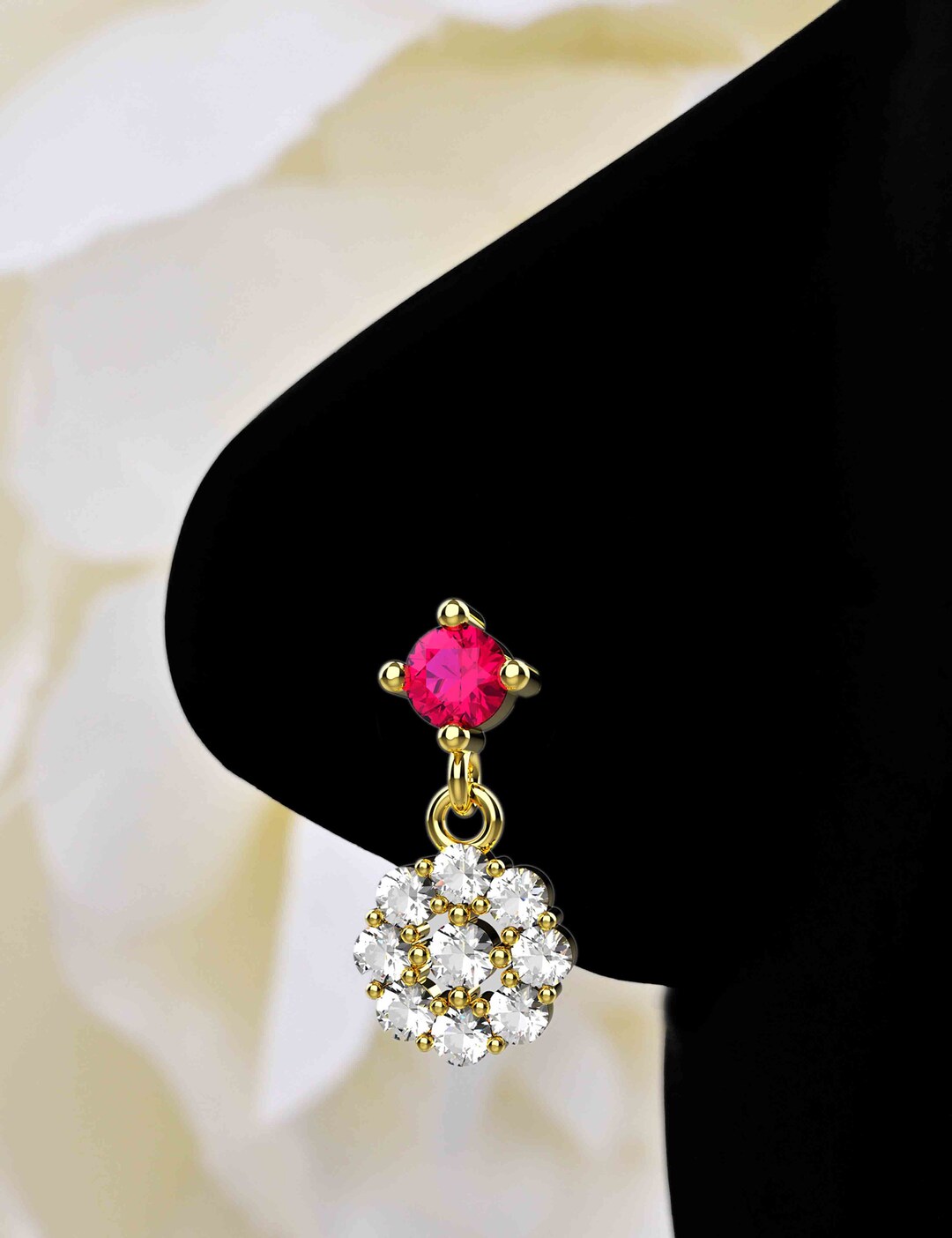 24K Solid Gold Hanging Snowflake Nose Rings - Etsy