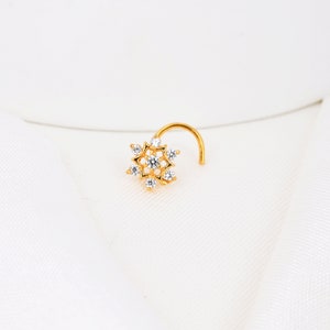 Snowflake Nose Ring Hoop CZ Gems Snowflake Nose Stud Gift - Etsy