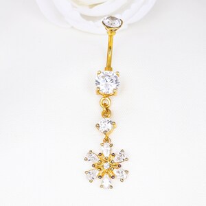 Sparkle Belly Button Ring Dangle Belly Ring Crystal Navel Ring - Etsy