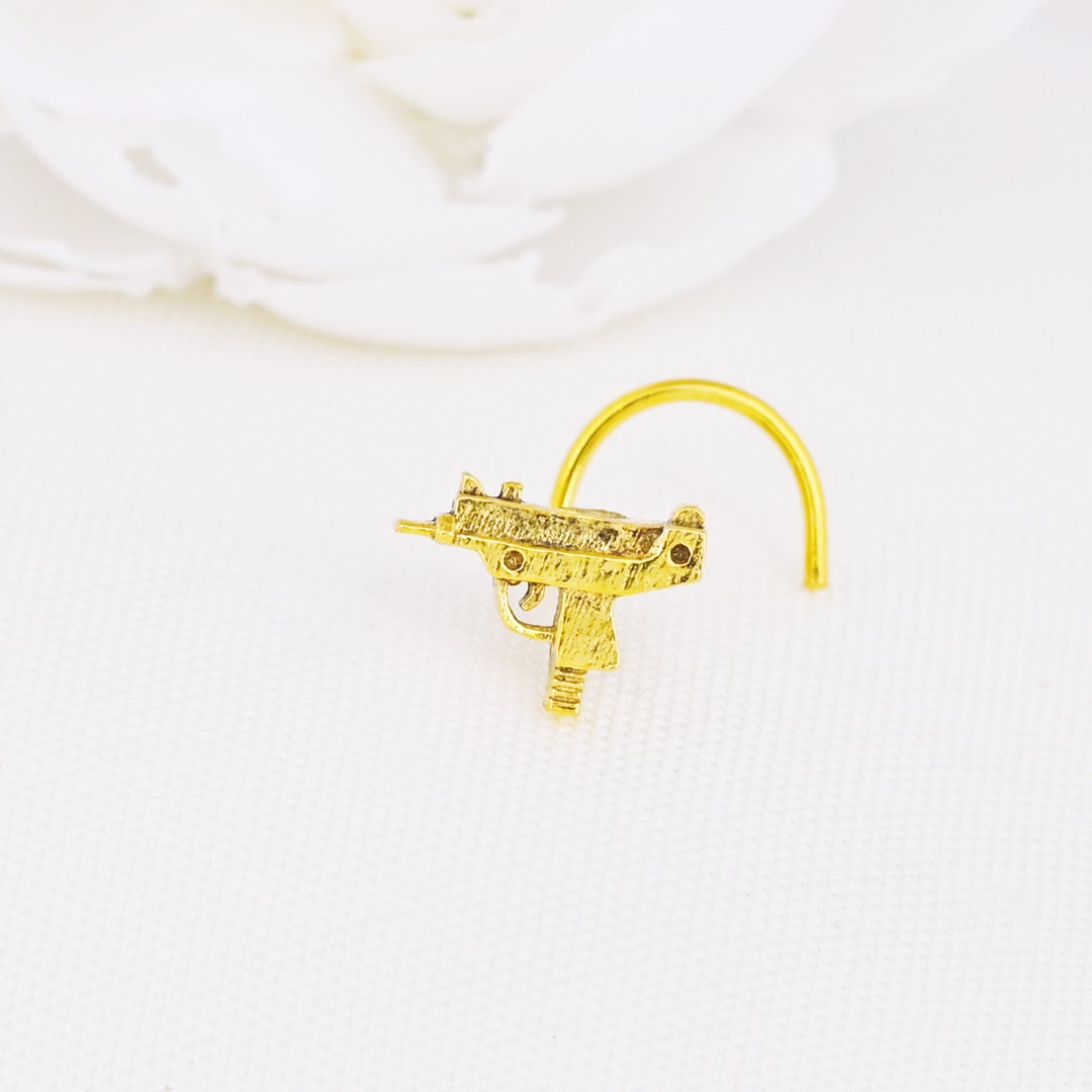 22k Gold Plating Gun Nose Stud Pistol Nose Ring - Etsy