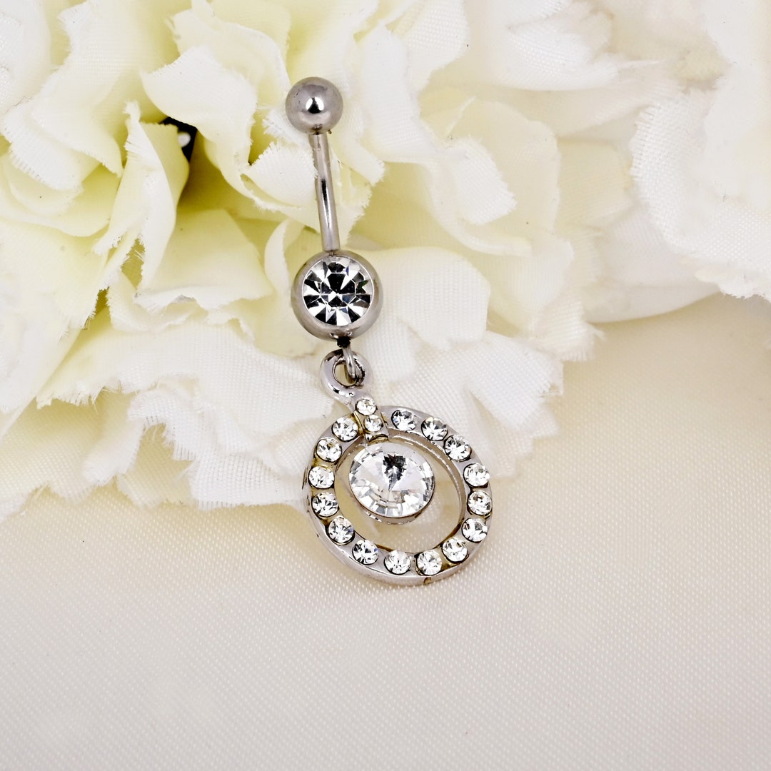 Round Dangle Belly Ring Navel Belly Ring - Etsy