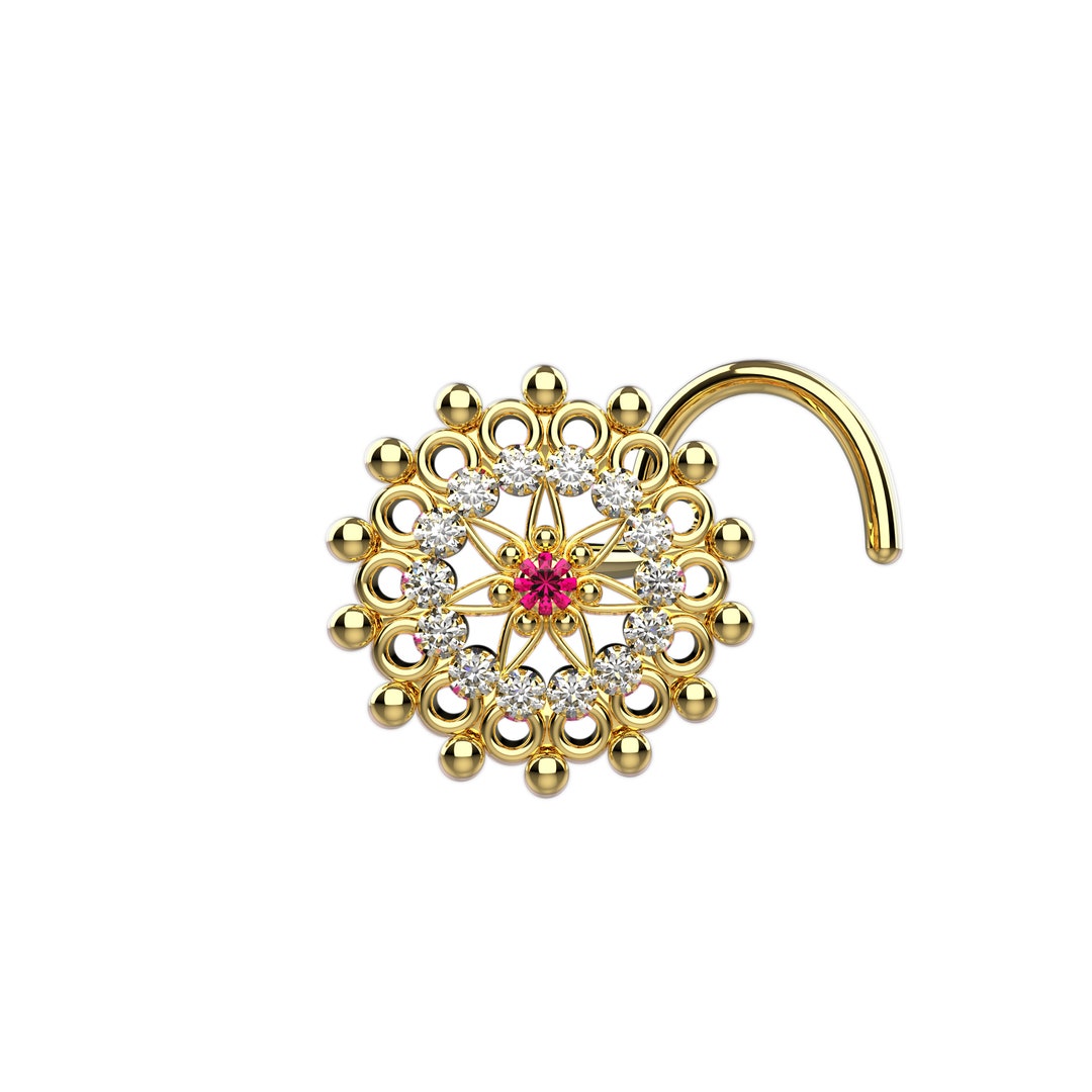 14k Gold Plated Nose Stud Garnet Stone Nose Screw Thanksgiving Gifts ...