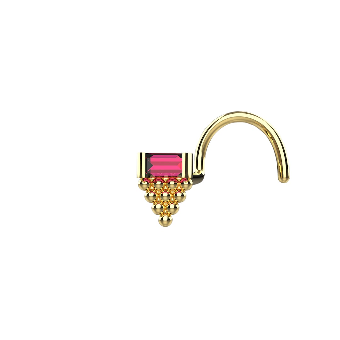 14k Gold Plated Tiny Nose Ring Hot Pink Gems Nose Stud - Etsy