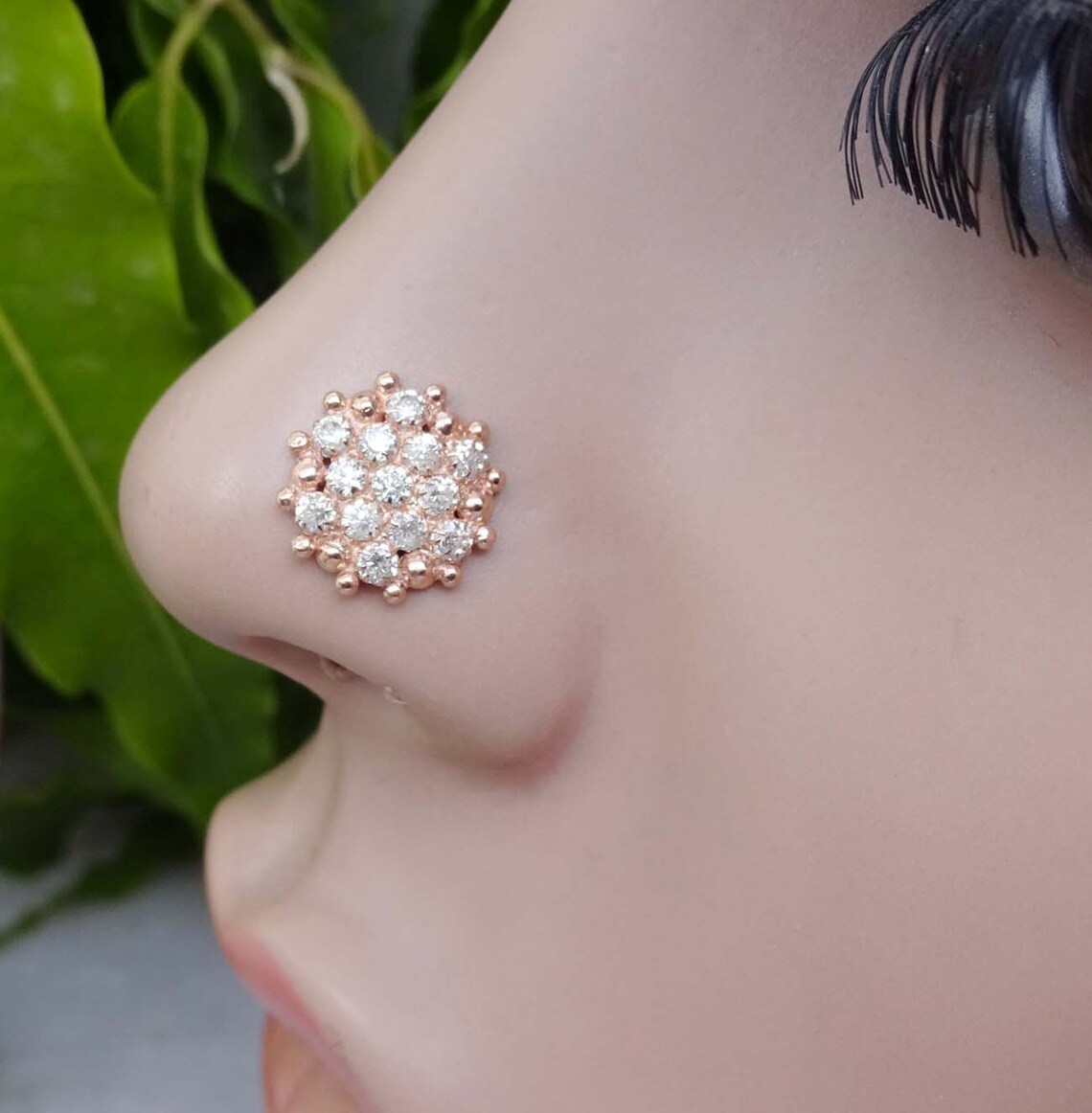 Diamond Nose Piercing Indian Nose Stud Flower Nose Stud Nose - Etsy