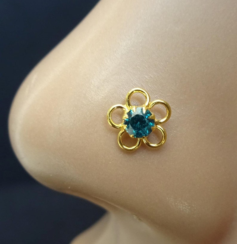 Tribal Nose Piercing Diamond Nose Stud Emerald Nose Stud - Etsy