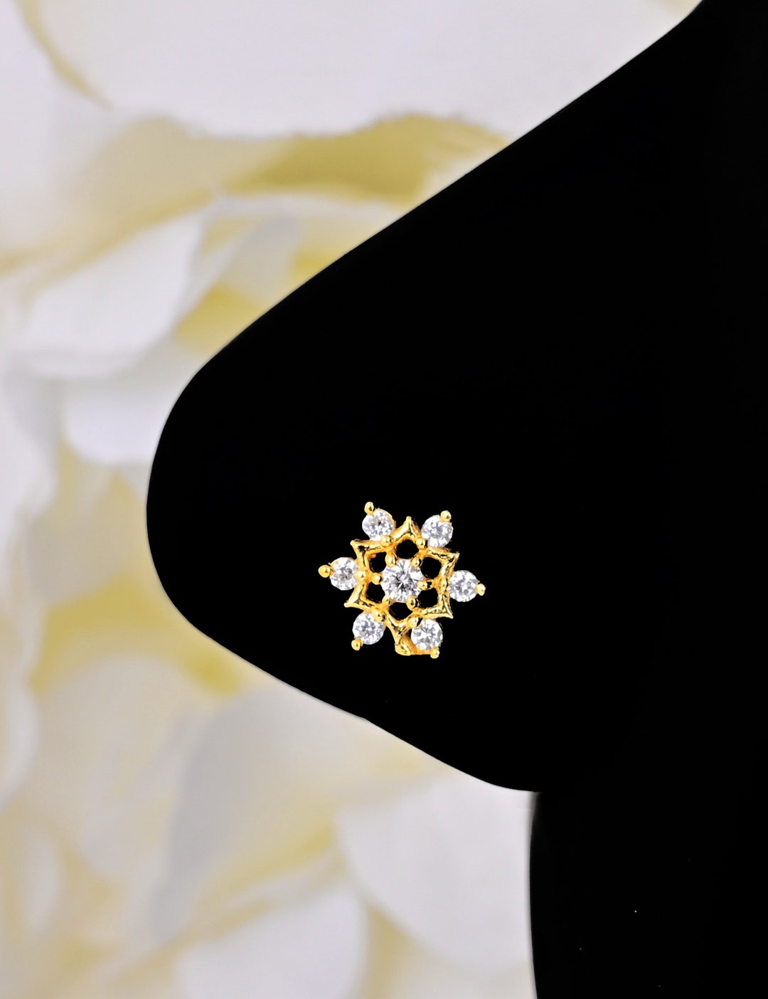 Snowflake Nose Ring Hoop CZ Gems Snowflake Nose Stud Gift - Etsy