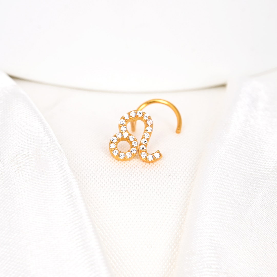 14K 18K Gelb Gold 8mm Leo Sternzeichen Nasenring 925 Sterling - Etsy ...