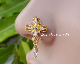 Cross Nose Ring - Etsy