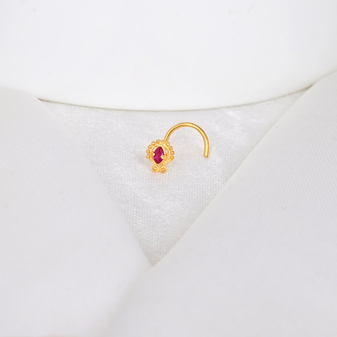 14k Yellow Gold Tiny Nose Ring L-shape Classic Gold Nose Stud - Etsy