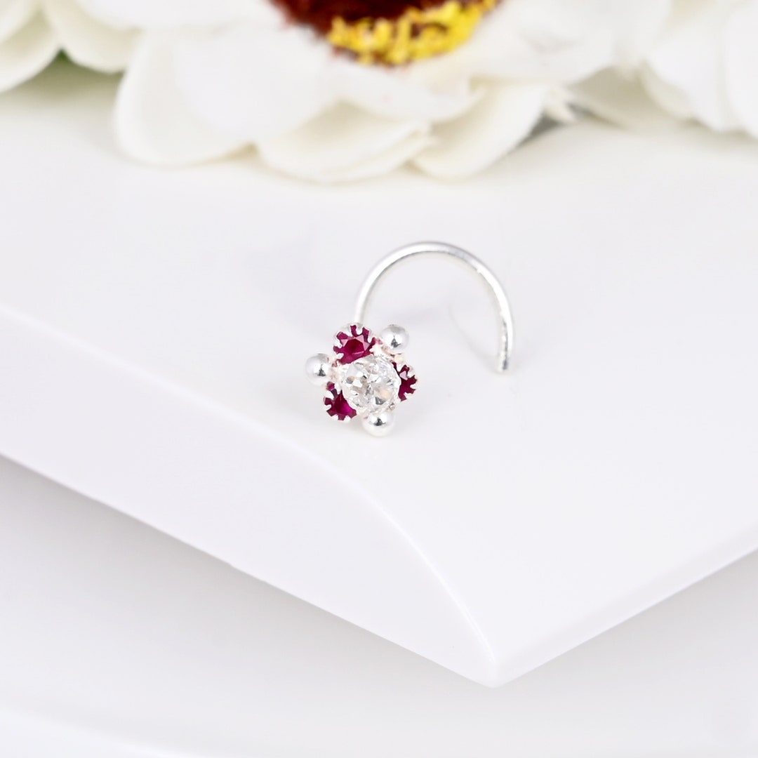 18G Dazzling Nose Stud Hot Piink Stone Nose Rings Gift for Her - Etsy