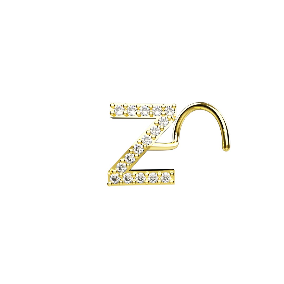 Customized Initial Letter Name Z Nose Stud in Unique Crystals Nose ...