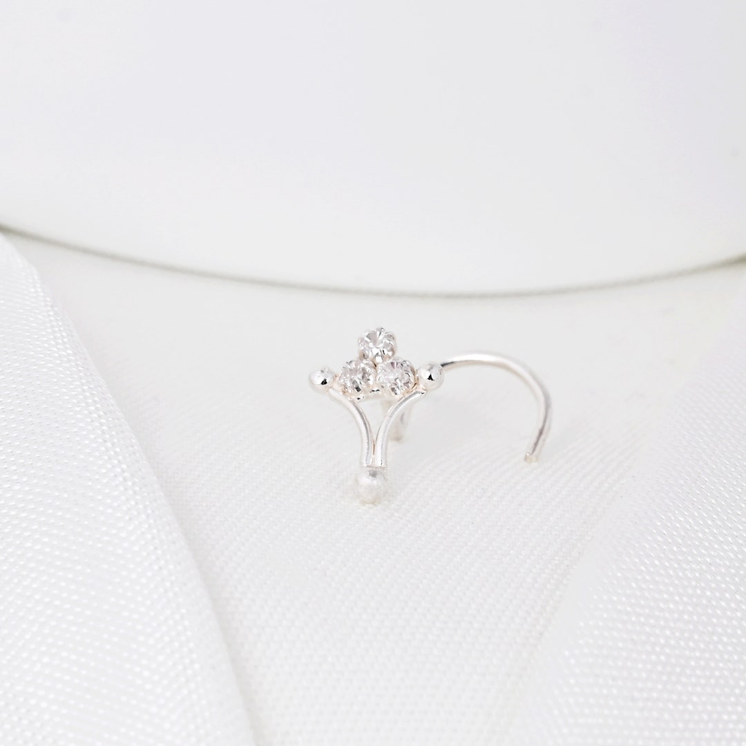 Clear Crystal Nose Ring Silver Nose Stud Rings 20g Crock Screw Nose ...