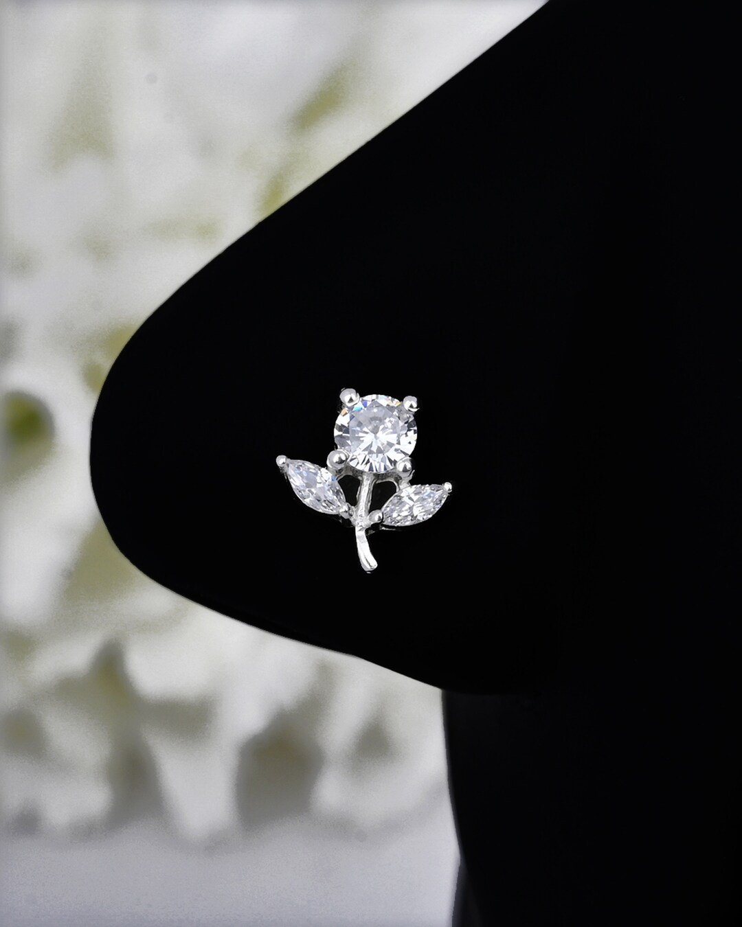 Collier de nez indien en argent sterling 925, anneau de nez en cristal, vis de nez indien, bijou ...