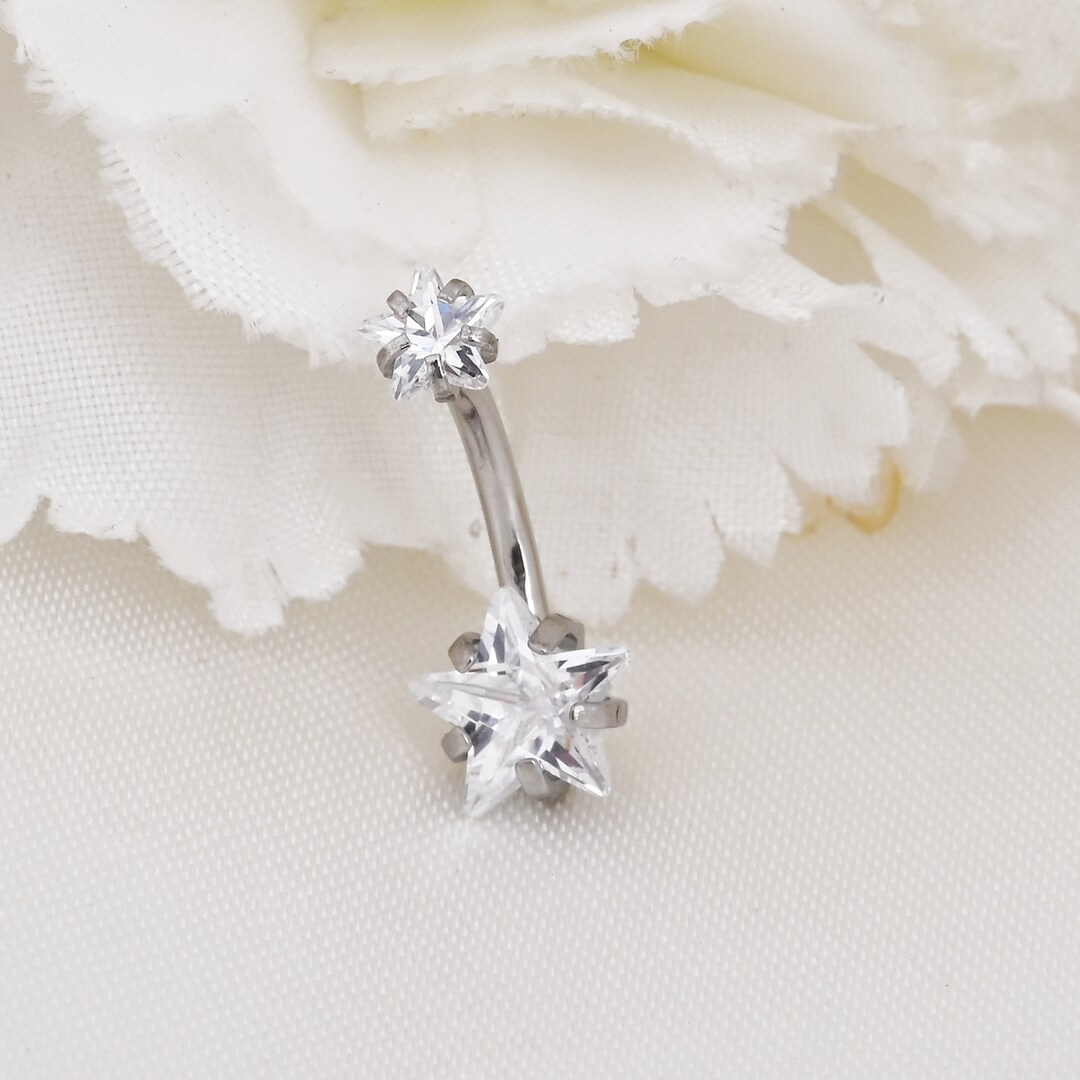 14G Star Navel Ring Belly Button Jewelry - Etsy