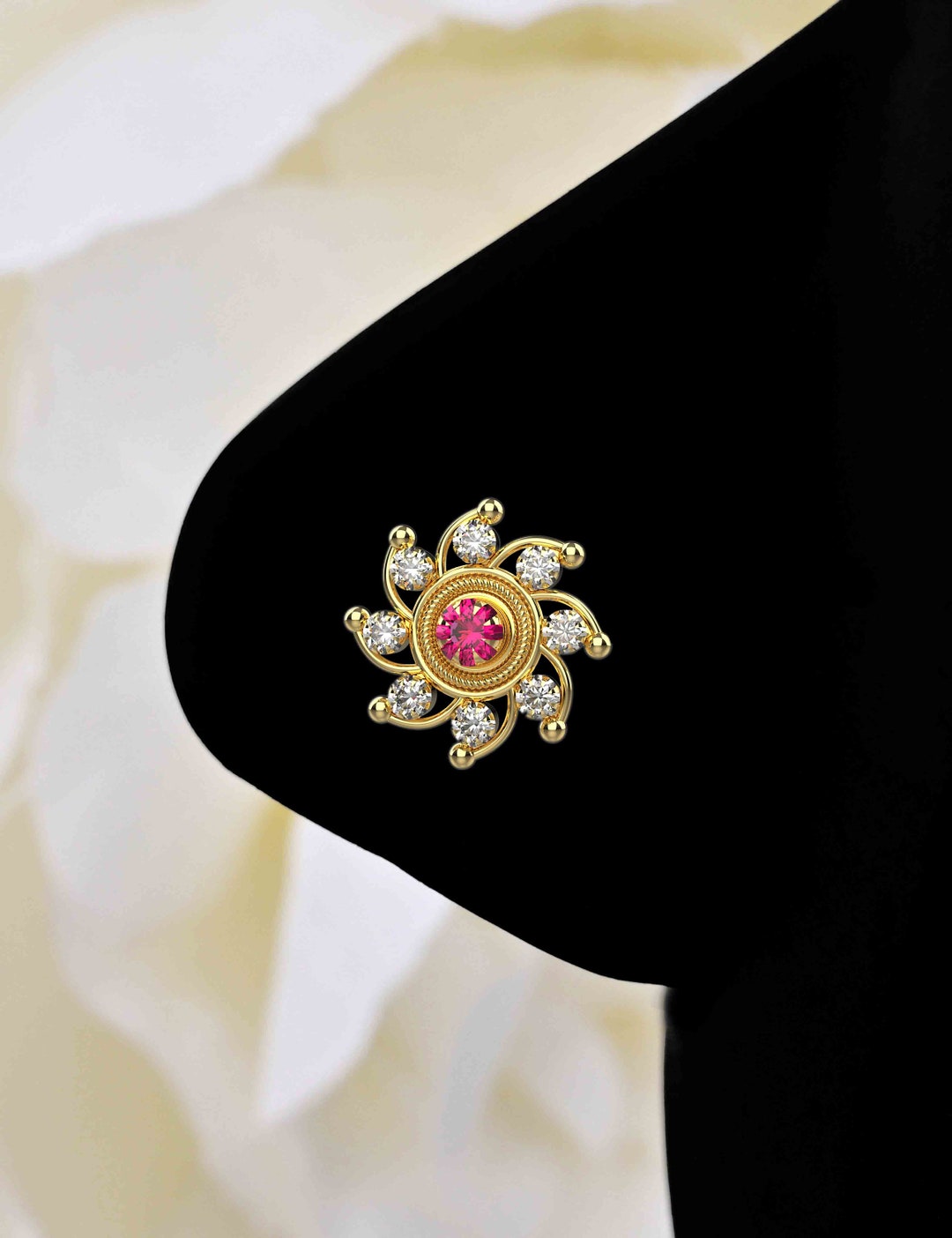 Spiral Wheel Big Gold Nose Stud Nostril Piercing Jewelry - Etsy