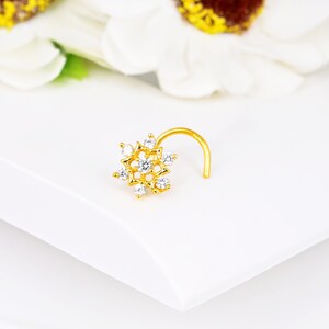 Snowflake Nose Ring Hoop CZ Gems Snowflake Nose Stud Gift - Etsy