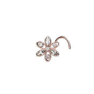 18G 20G Modern Flower Nose Ring Daisy Flower Crystal Flower Sterling ...