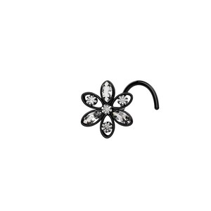 18G 20G Modern Flower Nose Ring Daisy Flower Crystal Flower Sterling ...