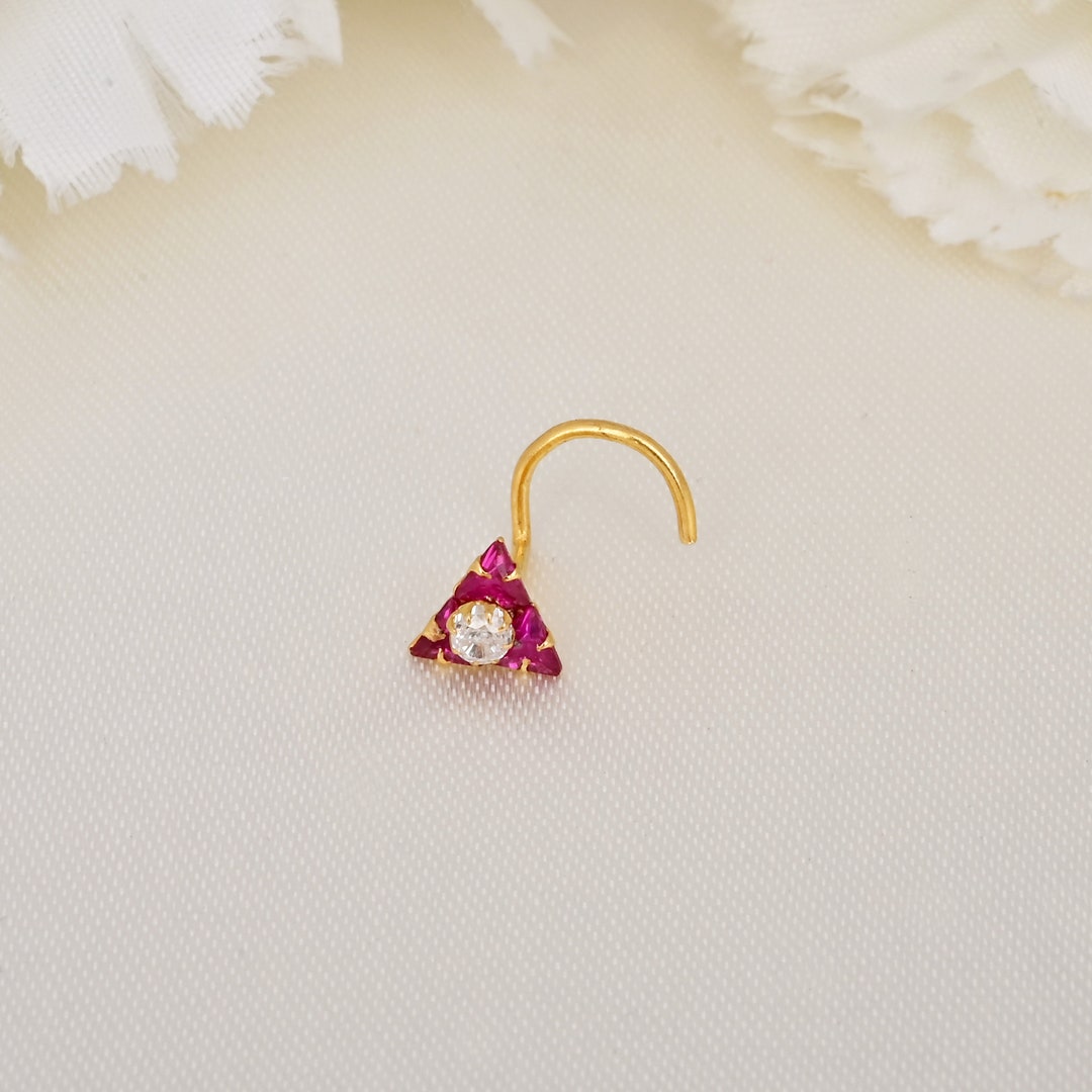 3mm Triangle Shape Ruby Gem Nose Stud Indian Tiny Nose - Etsy