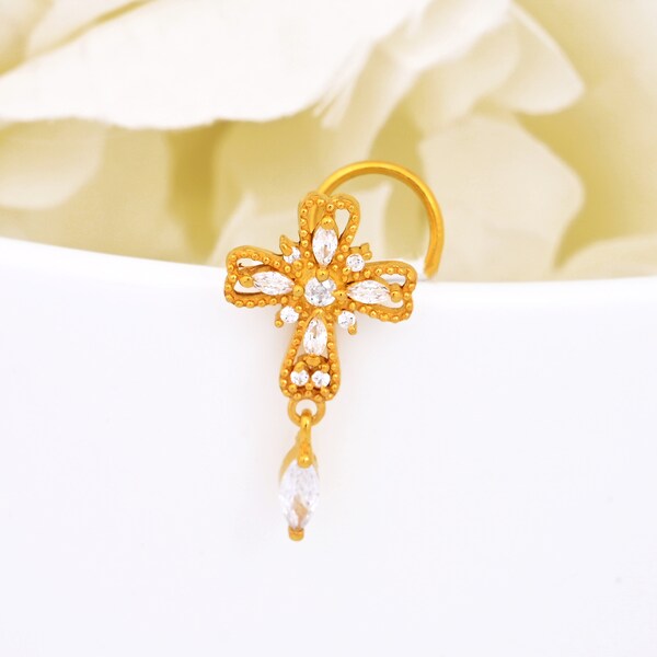 Cross Nose Ring - Etsy